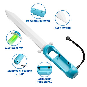 FANPL LED Sword for The Legend of Zelda: Skyward Sword HD Game Accessory, Lighted Game Sword Handle Grip for Switch & Switch OLED Right Joy Con Controller, Enhanced Zelda Gaming Experience (Blue)