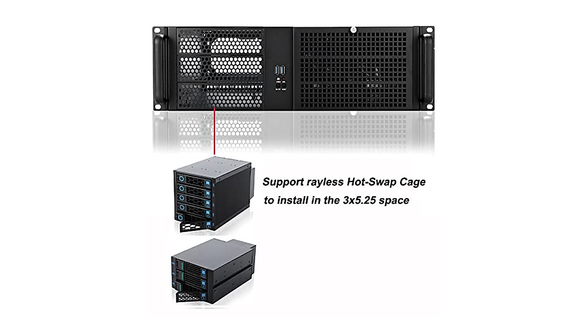RackChoice 3u Rackmount Server Chassis ATX/MATX with 3x5.25 Support PS2 ...