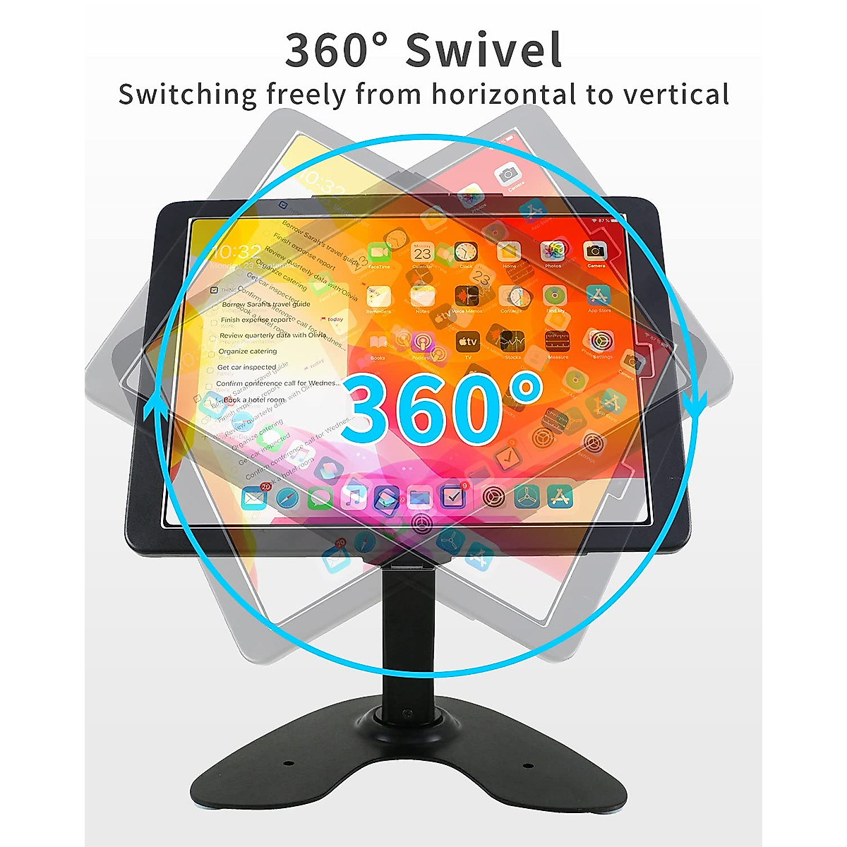 CarrieCathy Desktop Wall Mount Anti-Theft Security Kiosk POS Stand Holder Enclosure for 2022 2021 2020 2018 iPad Pro 12.9", Flip & 360° Swivel Design