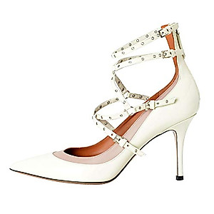 Valentino Women's Off White Ankle Strap Pumps Shoes Sz US 9.5 IT 10 EU 40