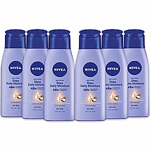 NIVEA Shea Nourish Body Lotion, Dry Skin Lotion with Shea Butter, Pack of 6, 2.5 Fl Oz Travel Size Toiletries