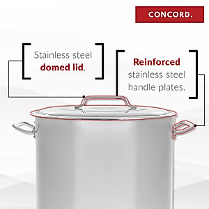 CONCORD Stainless Steel Stock Pot w/Steamer Basket. Cookware great for boiling and steaming (24 Quart)