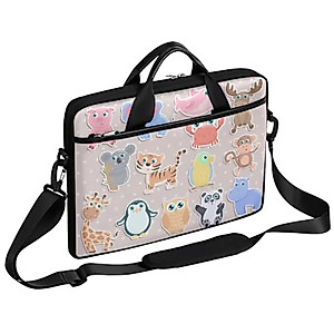 Cute Cartoon Animals Laptop Computer Bag Waterproof Shoulder Messenger Bag 13-15 inch Durable Laptop Tote Bag with Shoulder Strap Handle Lightweight Crossbody Briefcase