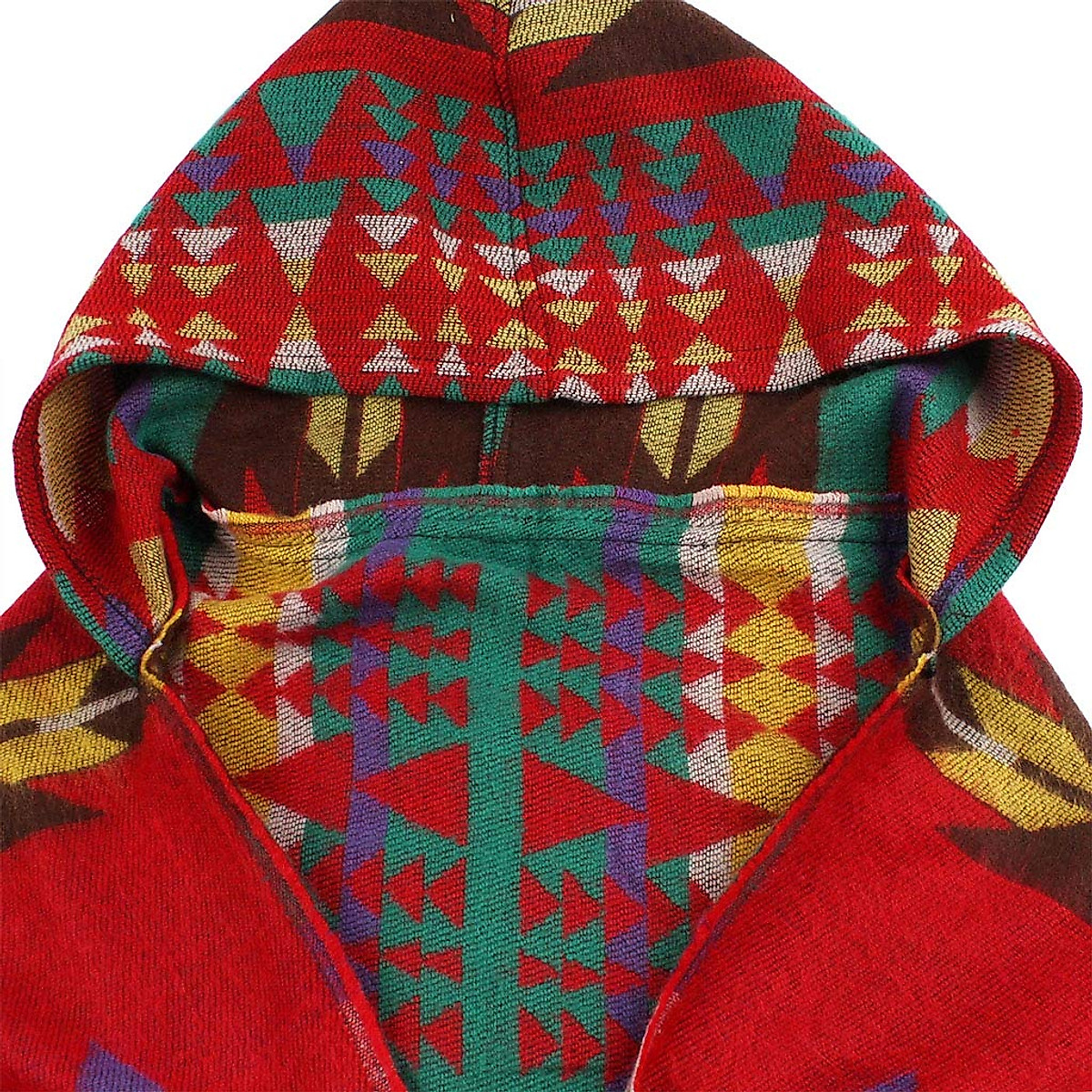 Uyuni Women's Bohemian Casual Hooded Shawl Fringe Poncho Cashmere Loose Plaid Cape Vintage Geometric Patterned Cardigan