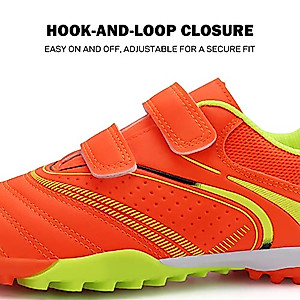 firelli Kids Athletic Turf Soccer Cleats Boys Girls Comfortable Soccer Shoes (3,Orange)