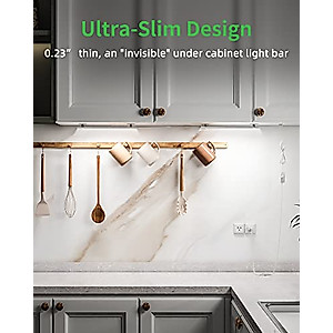 Vovamo Plug-in Under Cabinet Lighting, Dimmable Under Counter Lights for Kitchen, 2pcs 12 Inch, Cold White 6000K Linkable USB Led Closet Light, Wired Indoor Night Lights Bar for Desk, Sink,Workbench