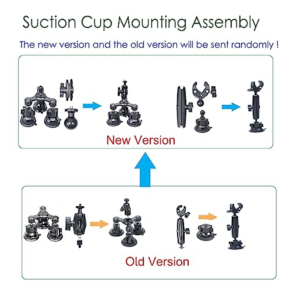 Fotoleey Suction Car Mount for Insta360 x3, x2, One RS Compatible with GoPro Hero 11, Hero 10, Hero 9, Max —Camera Triple Suction Mount Kit for Action Cameras (Stick is Not Included)