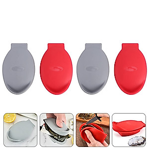 Hemoton 4pcs Silicone Oyster Clip Silicone Oyster Opener Clam Shucking Tools Oyster Shucker Oyster Shucking Tool Shellfish Opening Tool Oyster Shucking Hand Clip Oysters Shucking Tool