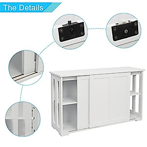 SEASD Kitchen Sideboard Cabinets FCH Double Sliding Door Sideboard Porch Cabinet White Dining Cabinet (106 X 33 X 62) Cm