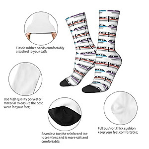 CARRDKDK Winter Mid-calf Socks Crash Color,Scompression thick cotton Monorail Train stockings for Women Mens Medium Sport Black 16In