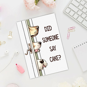 popmazing Cute Dog Birthday Cake Card for Woman Men, Happy Birthday Card from Dog, Birthday Cards Funny for Dog Lovers, Humor Dog Bady Greeting Card - 5 x 7 Inches