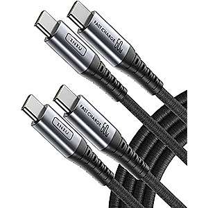 INIU USB C to USB C Cable, 60W [2-Pack 6.6ft] PD 3.0 Fast Charging Type C to Type C Cable, Nylon Braided USB-C Cord Phone Charger for Samsung Galaxy S22 Note 20 iPad Pro MacBook Air Tablets LG Google
