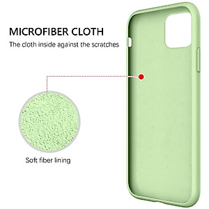 GUAGUA iPhone 11 Case Liquid Silicone Soft Gel Rubber Slim Lightweight Microfiber Lining Cushion Texture Cover Shockproof Protective Anti-Scratch Phone Case for iPhone 11 6.1-inch 2019 Matcha Green