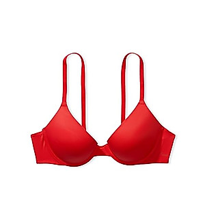 Victoria's Secret Pink Wear Everywhere Push Up Bra, Padded, Smoothing, Bras for Women, Red (32B)