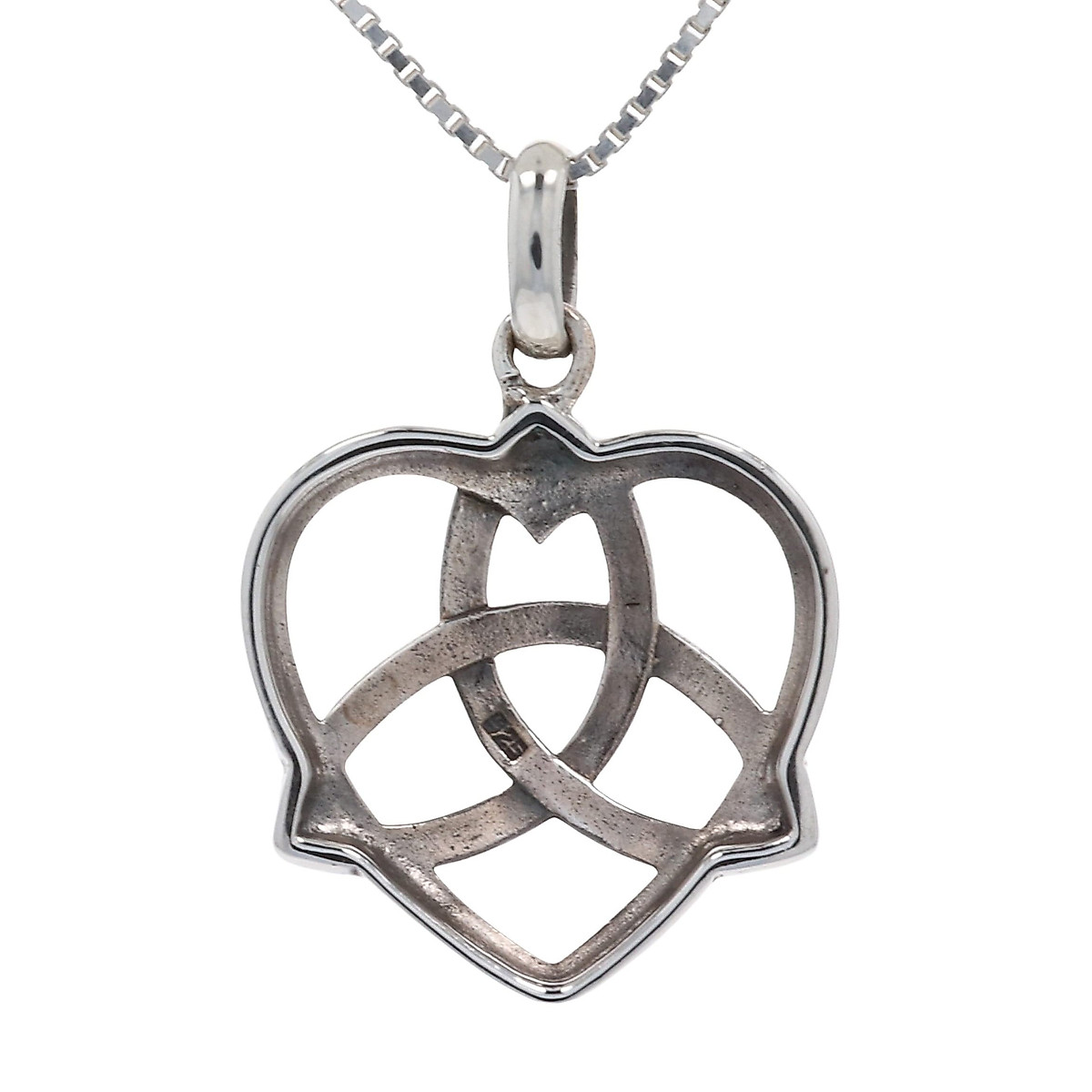 Jewelry Trends Celtic Trinity Heart Sterling Silver Pendant Necklace 18"