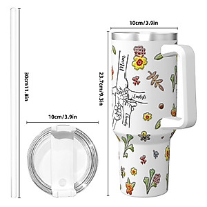 Personalized 40 Oz Stainless Steel Tumbler Best Mom Ever Cup Gift, Custom Name 3D Inflated Effect Travel Mug, Birthday Valentine's Day Coffee Mug for Mom Nana Mothers Day Gifts for Mom,02