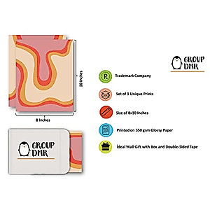 Preppy Aesthetic Abstract Wall Art - 8x10 Inches Unframed Set of 3 Pink And Orange Posters For Room Aesthetic – Wall Decor for Bedroom, Living Room - Cute Room Decor Things for Teen Girls - Mid Century Modern Decor - Eclectic Wall Decor, Preppy Room Decor