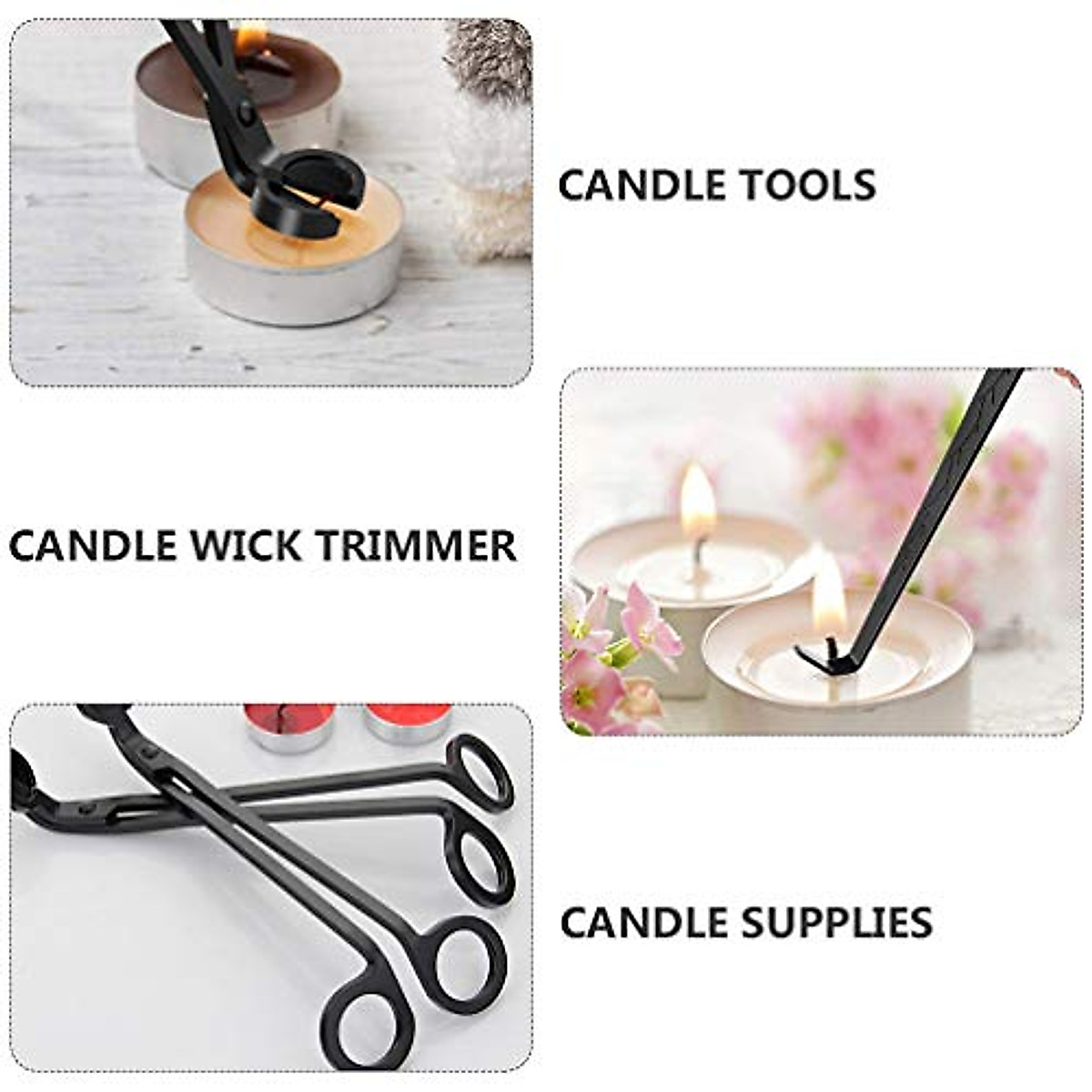 Hemoton Wedding Favors 3pcs Candle Accessory Set Candle Cutter Candle Snuffer Candle Wick Trimmer Candle Wick Dipper Candle Extinguisher for Wedding Valentines Day Holiday