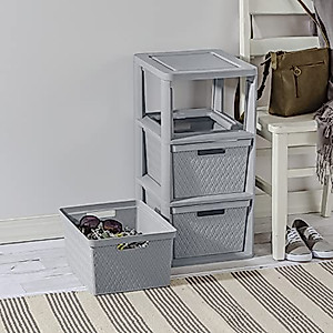 Sterilite 47306A01K, 3-Drawer Weave, Cement, 1-Pack Tower