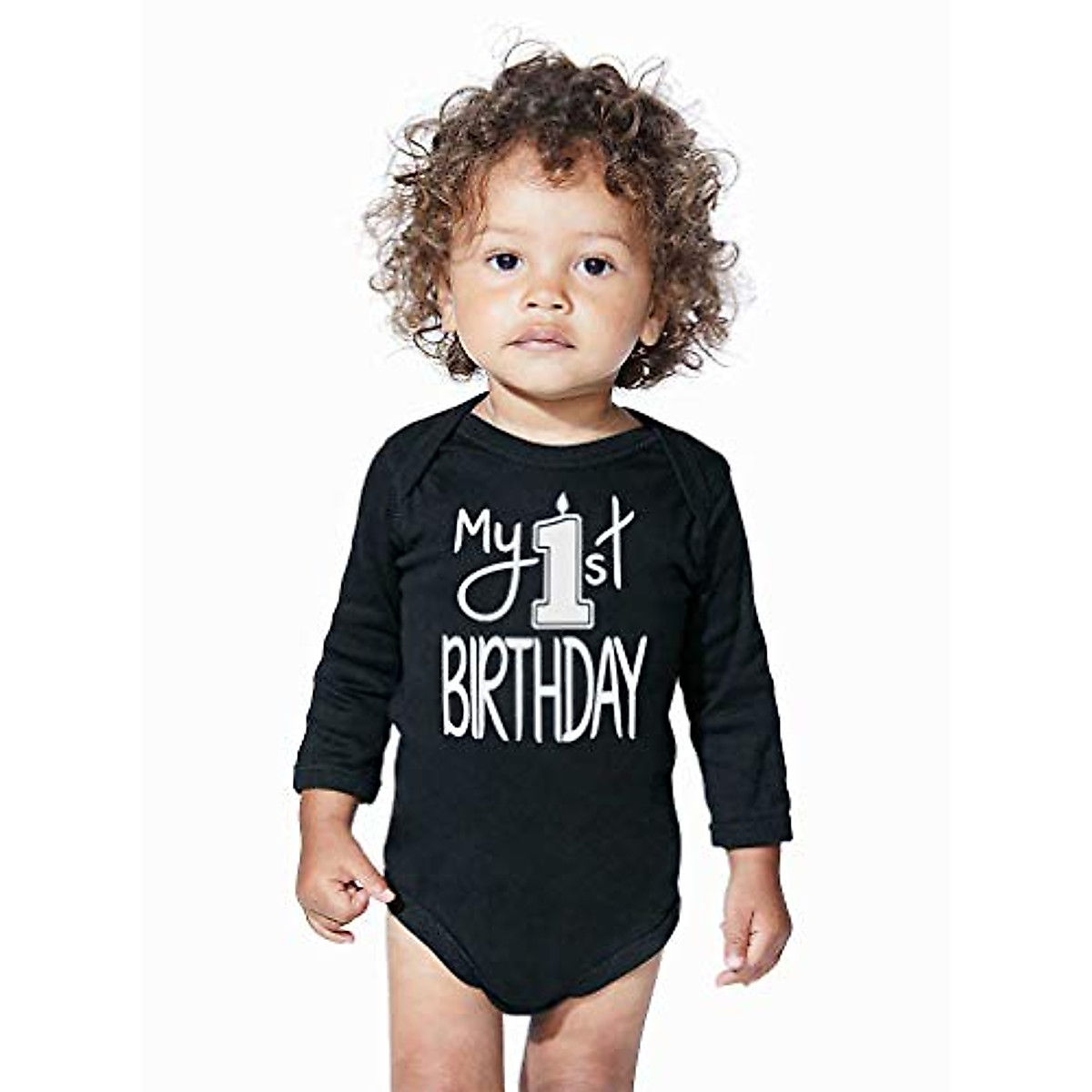 Reaxion Handmade Cute Baby Boy My 1st Birthday First Party Outfit Bodysuits (12 Months, Candle White Royal LS)