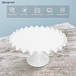 Quegroot 12-Inch Porcelain Cake Stand, Wedding Cake Stand, Round Dessert Stand, White Cake Stand, Cupcake Stand for Wedding, Birthday Party