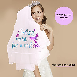 Mermaid Party Favors Mermaid Bridal Bachelorette Party Sash Mermaid Veil for Bachelorette My Last Splash Sash Trading my Tail for a Veil Decorations for Bridal Shower Engagement Wedding Hen Party