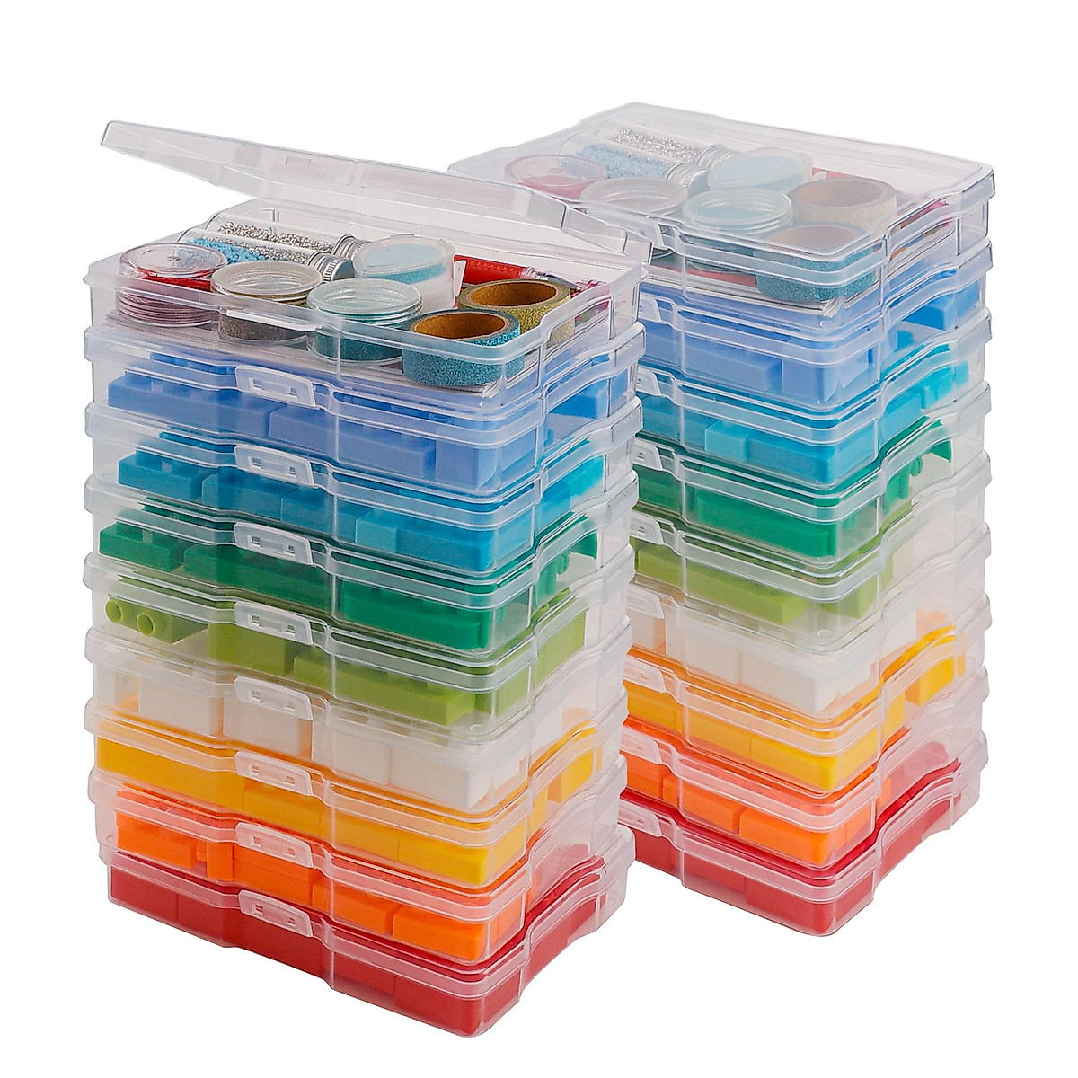 Joelver Maker Photo Storage Box 4x6, Clear 18 Inner Extra Large Organizer Acid-Free Photo Keeper Storage Case, Plastic Craft Storage Box for Stickers Stamps Seeds(Mother's Day Gift)