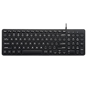 Perixx PERIBOARD-333B Wired Backlit USB Keyboard- X Type Scissor Keys - Compact 14.25x4.57 Inches - Big Print Letters - White Backlit - US English,11618