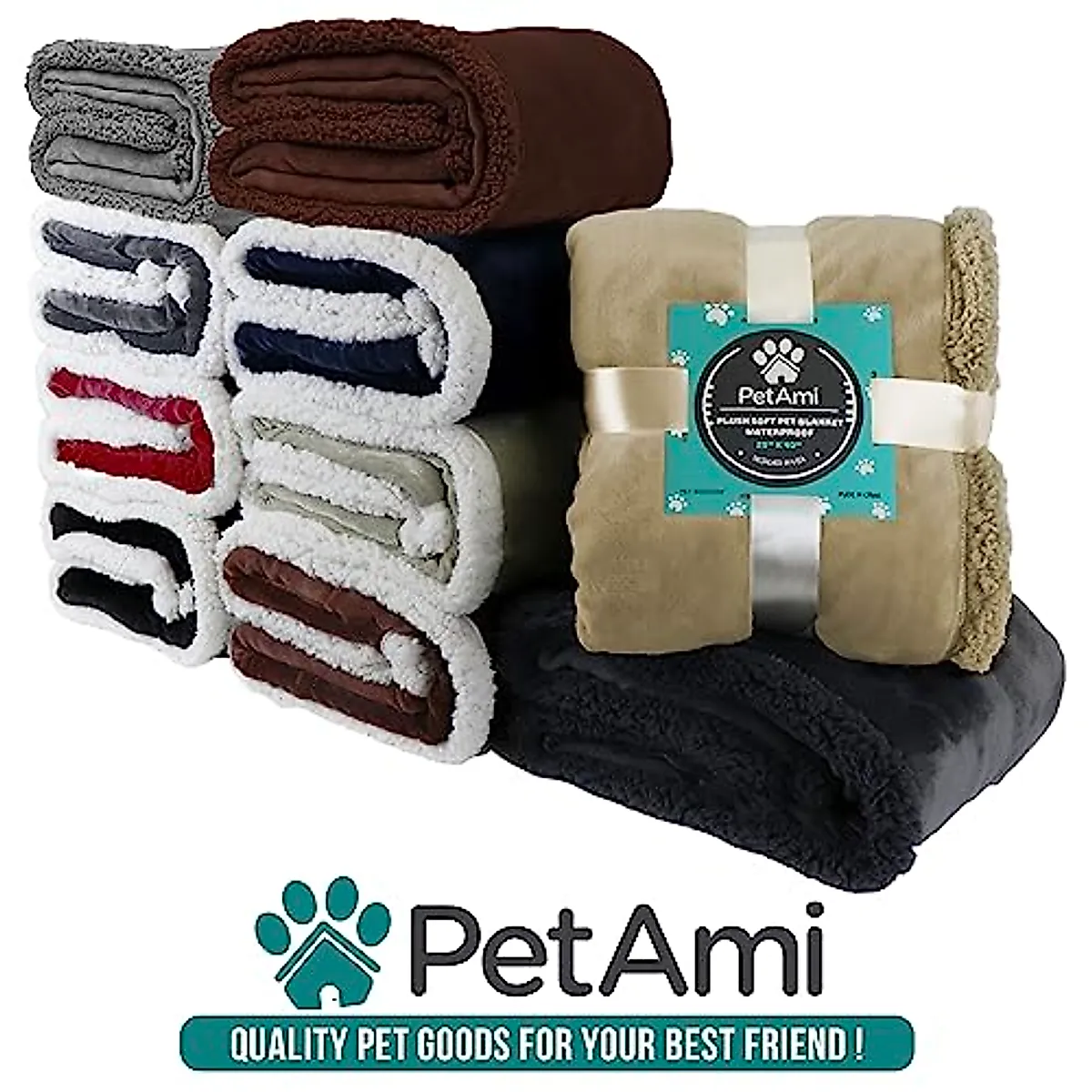 PetAmi Dog Blanket for Medium Large Dogs, Pet Bed Blanket Cat Puppy Kitten, Fleece Furniture Couch Cover Protector Sofa Car, Soft Sherpa Dog Throw Plush Reversible Washable, 40x60 Solid Dark Gray