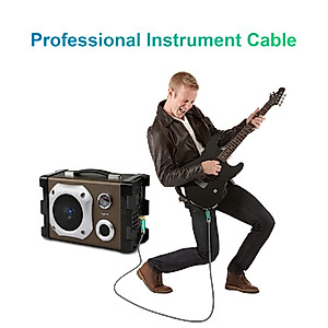 NUOSIYA Guitar Cable 10ft, 22 AWG Professional Instrument Cable, Straight 1/4" TS to Right Angle 1/4 Inch TS for Electric Guitar, Bass, Pro Audio (Grey 1 Packs)