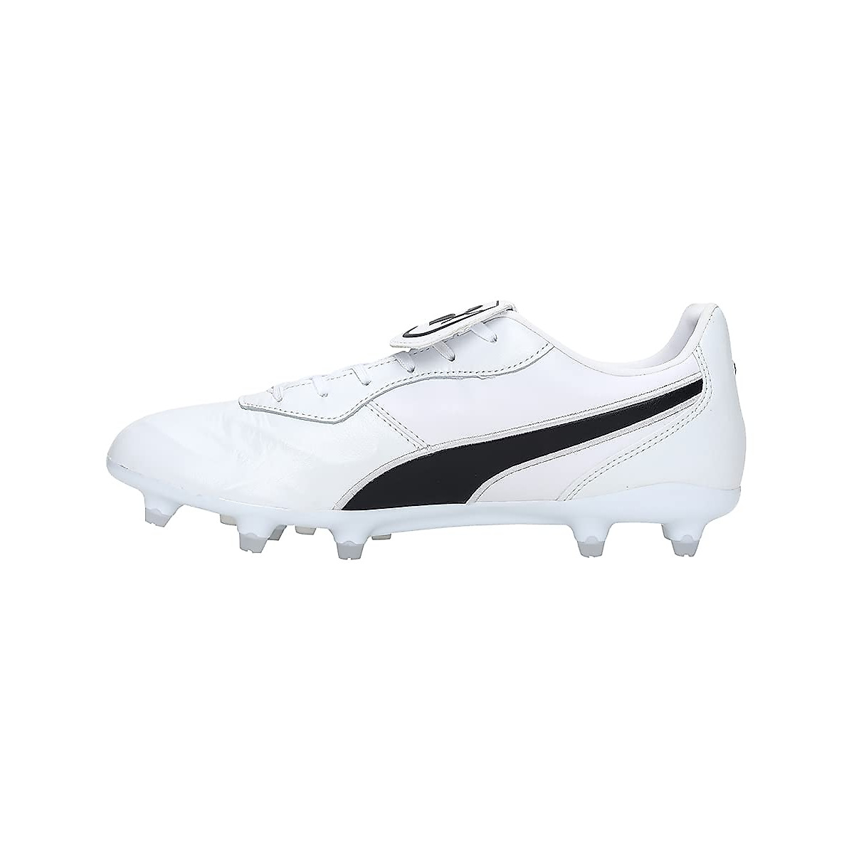 PUMA Men's KING TOP FIRM GROUND Soccer Cleat, Puma White-Puma Black-Puma White, 12