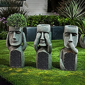 VELIHOME Outdoor Statues Decoration,Statue Path,Pathway Statues,Path Outdoor Statues,See Hear Speak No Evil Garden Easter Island Statues,Creative Garden Resin Sculpture Outdoor (C)
