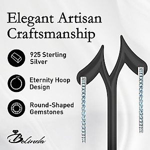 Belinda Jewelz - Hoop Earrings, Eternity Earrings with 62 Colored Gemstones, Birthstone Eternity Earrings Women, 925 Sterling Silver Women's Jewelry, Sky Blue Topaz Earrings For Women, 1.73”