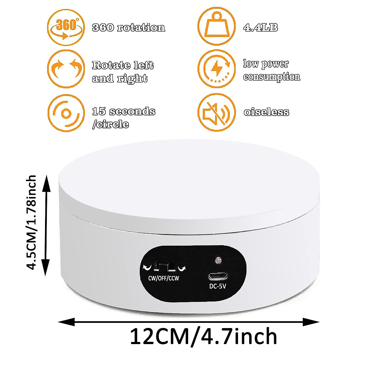 YVV Turner Cup Rotating Display Stand for Epoxy Glitter Tumbler, 360 Degree Automatic Mute Rotating Turntable for Photography Products Tumbler Making Supplies Spinner 4.72*1.77in Motorized Rotation