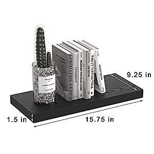 Bundled Black Floating Shelves of GREENDEW Wall Shelves Invisible Mounted (Set of 2) and U-Shaped Decor Shelves (Set of 3) for Living Room, Bedroom, Bathroom, Kitchen, Office Storage