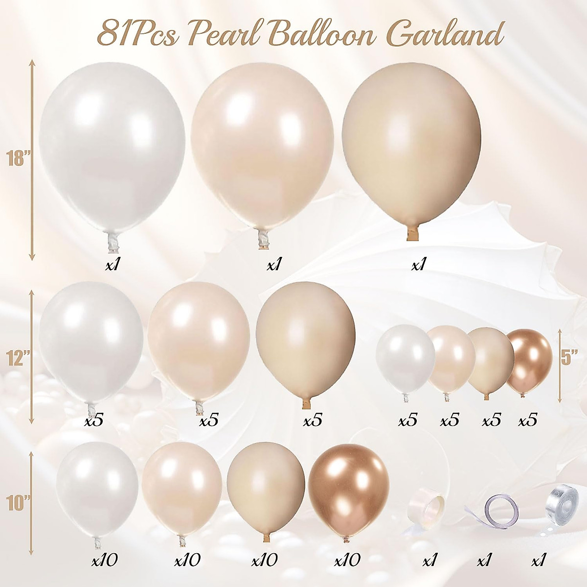 Pearl White Double Stuffed Balloon Arch Metallic Champagne Balloon Garland Neutral Balloon Arch Kit Nude Bobo Cream Apricot Coffee Sand Globos For Boho Baby Wedding Bridal Shower Backdrop Decorations