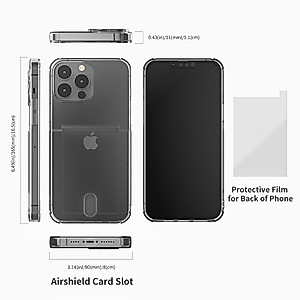 Sinjimoru Air-Tip TPU Phone Case with Card Holder, Slim Fit Clear Phone Wallet Case for Apple iPhone 15 14 13 12 Cell Phone Cover as Credit ID Card Sleeves. Air-Shield with Card Slot iPhone 13 Pro Max