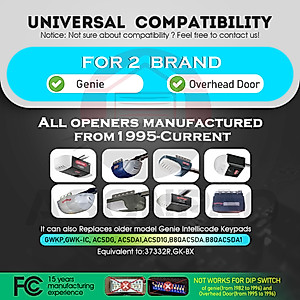 Genie Garage Door Opener Replacement Set: 1 GK-BX Keypad + 2 G3T-BX Remotes, 315/390MHZ Auto-Seek, 3-Year Warranty, Compatible with 1995-Present Models