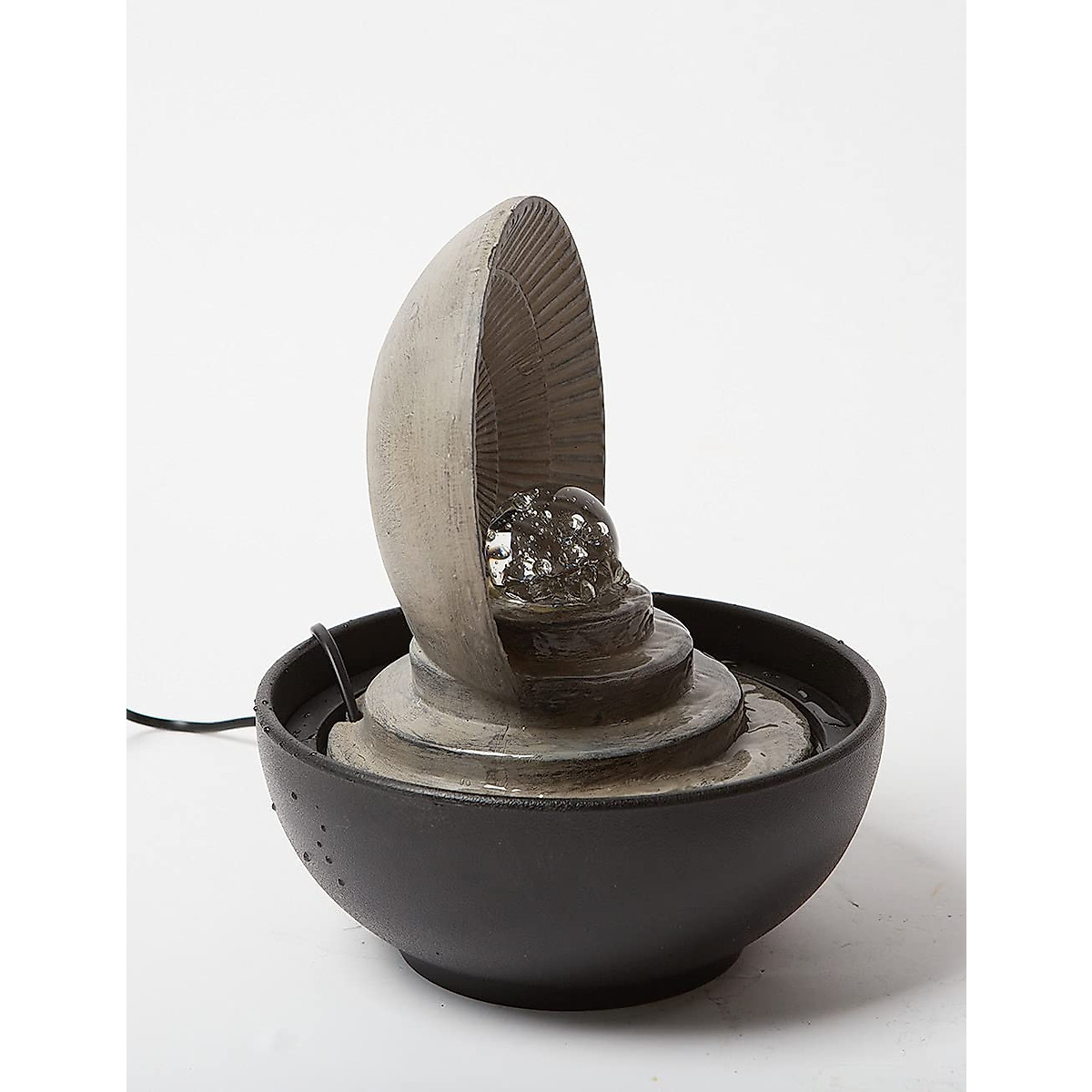 SEINHIJO Indoor Tabletop Water Fountain Zen Cascading Feng Shui Waterfall Home Decor Table Centerpiece Relaxation Gifts with LED Lights Rolling Ball 11 inch