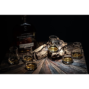 Whiskey, Scotch, Bourbon Tasting Glasses | Set of 6 | Professional 3.5 oz Stemless Tulip Shaped Tasting and Nosing Copitas | Small Crystal Snifters Gift Sniffers for Sipping Neat Liquor