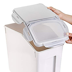 Yarlung 2 Pack Large Rice Storage Containers with Wheels, Plastic Dry Food Storage Boxes with Seal Locking Lid for Flour, Sugar, Kitchen, Pantry (30lb/500oz/70cup)