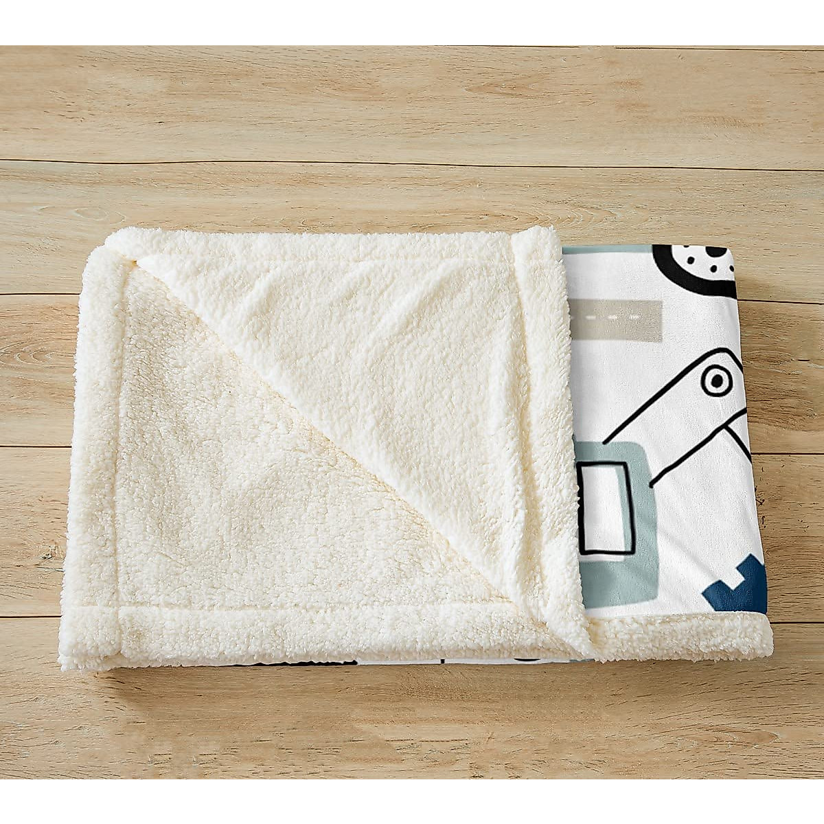 Cartoon Car Kids Fleece Throw Blanket Construction Sherpa Blanket Decor Equipment Trucks Plush Blanket Cartoon Car Excavator Tractor White Yellow Fuzzy Blanket Bedroom Flannal Blanket Queen 90"x90"