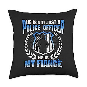 G2T Proud Police Family My Fiance is A Brave Officer-Proud Police Fiancee Throw Pillow, 18x18, Multicolor
