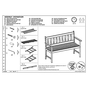 Amazonia Barcelona 2-Seat Patio Bench | Teak Finish | Durable and Ideal for Indoors and Outdoors, Light Brown