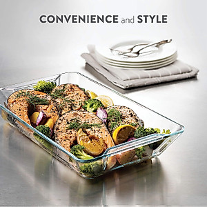 4-Piece Rectangular Glass Casserole Dish Set - Modern Design, Grip Handles, Nesting Storage