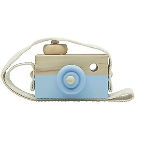 Baby Toy Wooden Mini Camera Toy, Baby Kids Cute Mini Sharpe Toy, Neck Hanging Photographed Props for Baby Toddlers Children Kids' Room Hanging Decor Gift (Blue)
