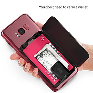 Sinjimoru Phone Card Holder Stick-on Phone Card Case, Phone Wallet Credit Card Holder on Back of Phone with up to 3 Cards and Cash Storage. Card Zip Black