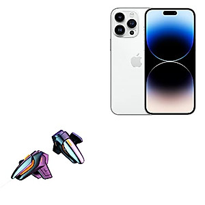 BoxWave Gaming Gear Compatible with Apple iPhone 14 Pro Max - Touchscreen QuickTrigger, Trigger Buttons Quick Gaming Mobile FPS for Apple iPhone 14 Pro Max - Jet Black