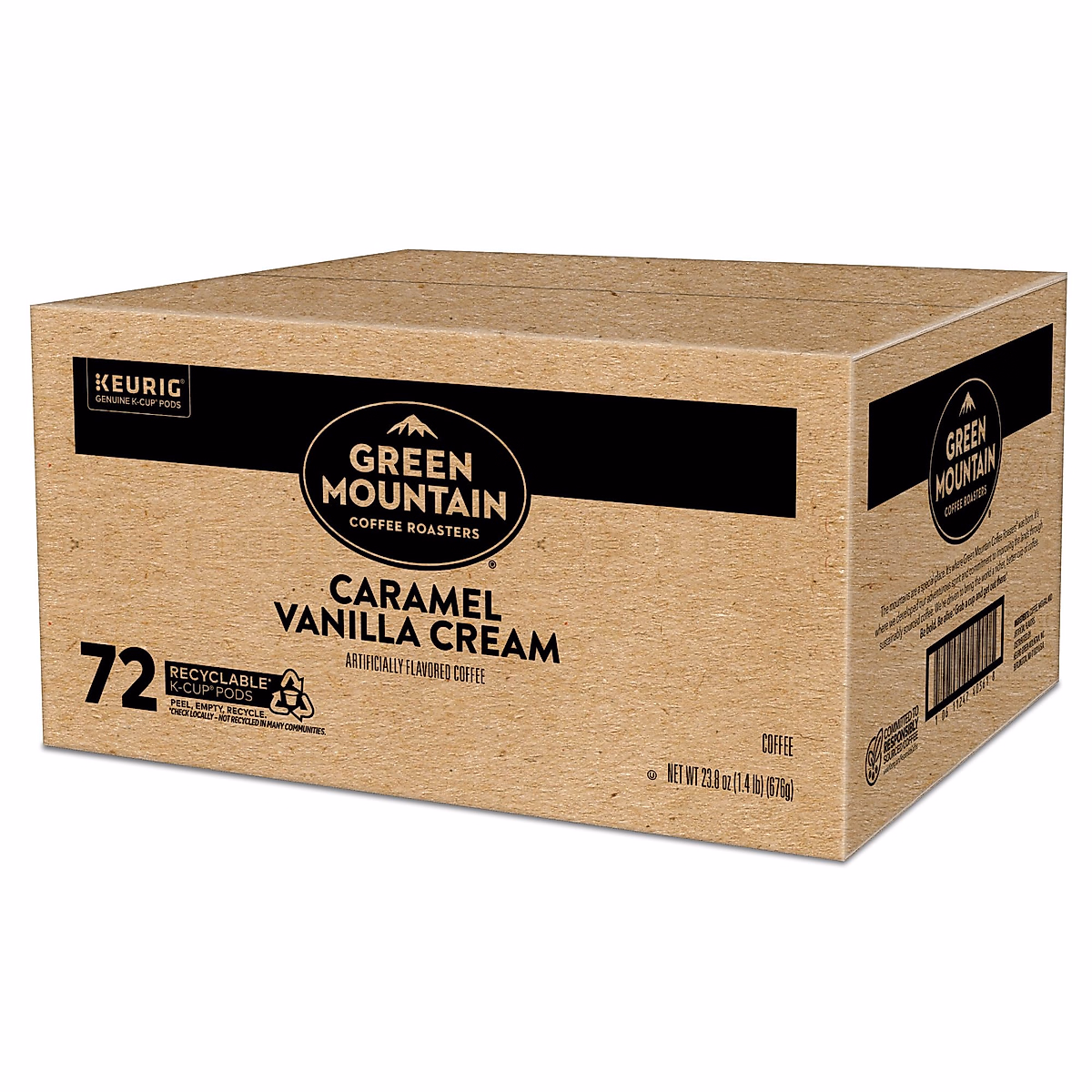 Green Mountain Coffee Roasters Caramel Vanilla Cream, Single-Serve Keurig K-Cup Pods, Flavored Light Roast Coffee, 12 Count (Pack of 6)