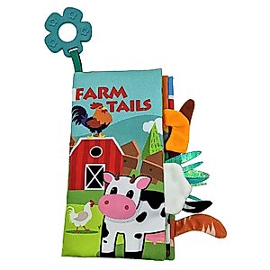 JS-Drhome Soft CrinkleInfant UnbreakableToddler Baby Books for 0-6 Months, Vivid Farm Tail,Teething Toys,Tummy Time Toys,Early Touch Feel Book Gift for Newborn essentials.